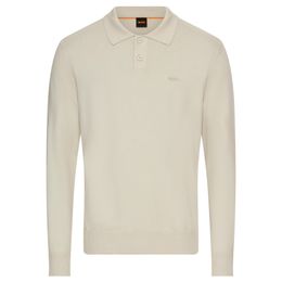 BOSS Orange Herren Polokragenpullover "Asac", beige, Gr. XL, unifarben, Strick, Obermaterial: 85% Baumwolle, 15% Kapok, Pullover, mit Logo-Stickerei