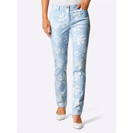 Damen Bequeme Jeans, blau, Gr. 18, CREATION L PREMIUM, bedruckt, gebl&uuml;mt, gemustert, mehrfarbig, 55% Lyocell, 43% Baumwolle, 2% Elasthan, Jeans