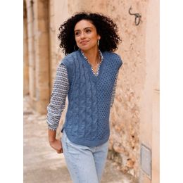 Inspirationen Damen Pullunder "Pullunder", blau, Gr. 38, unifarben, 60% Baumwolle, 40% Polyacryl, Pullover