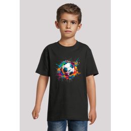 F4NT4STIC M&auml;dchen T-Shirt "Fu&szlig;ball Bunt Splash", schwarz, Gr. 110, Obermaterial: 100% Baumwolle, Shirts, Premium Qualit&auml;t