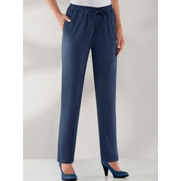 Classic Basics Damen Schlupfhose, blau, Gr. 22, gemustert, mehrfarbig, 100% Polyester, Hosen