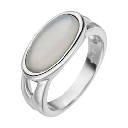 Jobo Damen Goldring, 52, Wei&szlig;gold 585, wei&szlig;, Wei&szlig;gold 585, Fingerringe, 585 Wei&szlig;gold mit Mondstein