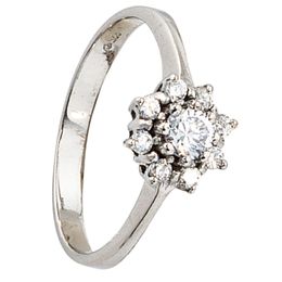 Jobo Damen Silberring "Ring mit 9 Zirkonia", 58, Silber 925 (Sterlingsilber), silber, Silber 925 (Sterlingsilber), Fingerringe, 925 Silber rhodiniert