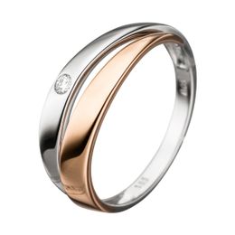 Jobo Damen Diamantring, 56, SI = kleine Einschl&uuml;sse, Diamanten Ros&eacute;gold 585 Wei&szlig;gold 585, rosa, Diamanten, Ros&eacute;gold 585, Wei&szlig;gold 585, Fingerringe,