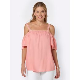 Inspirationen Damen Carmenbluse, rosa, Gr. 38, unifarben, 100% Viskose, Blusen