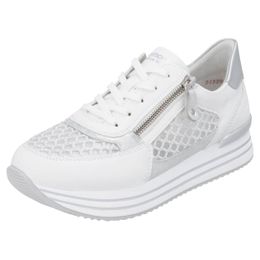 Remonte Damen Plateausneaker, Gr. 38, silber, Lederimitat, Textil, kontrastfarbene Details, Schuhe, Freiezitschuh, Halbschuh, Schn&uuml;rschuh, vegan,