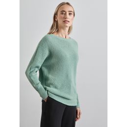 Street One Damen Strickpullover, gr&uuml;n, Gr. 40, unifarben, Feinstrick, 38% Polyacryl, 31% Baumwolle, 21% Elasthan, 10% Nylon, Pullover, mit Materialmix