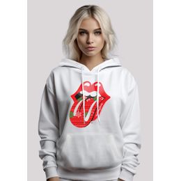 F4NT4STIC Damen Kapuzenpullover "The Rolling Stones Weihnachtsn Christmas Zunge", wei&szlig;, Gr. XL, Obermaterial: 65% Baumwolle, 35% Polyester, Pullover,