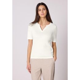Rundhalsshirt Street One, Damen, Gr. 42, sanftes wei&szlig;, Web, 50% Baumwolle, 50% Modal, unifarben, normal normal, Rundhals, abgesteppt, Shirts Rundhalsshirt, Jersey