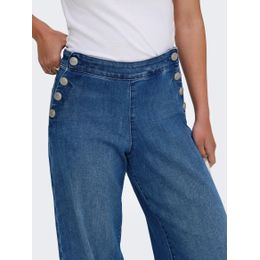 Only Damen High-waist-Jeans "ONLMADISON HW BUTTON WIDE DNM GEN769NOOS", blau, Gr. 31, unifarben, Denim/Jeans, Obermaterial: 90% Baumwolle, 8%