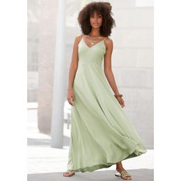 Lascana Damen Maxikleid "Cut-Out am R&uuml;cken aus leichter Webware", gr&uuml;n, Gr. 38, unifarben, Web, Obermaterial: 100% Viskose, Kleider, Elegantes