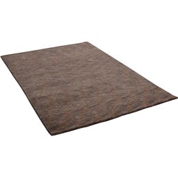 Wollteppich Theko, B:140cm H:12mm L:200cm, braun, Wolle, Wohnzimmer, Teppiche, "Nebraska Uni", reine Wolle, handgewebt, ideal im Wohnzimmer &