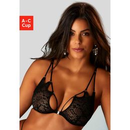 JETTE Damen B&uuml;gel-BH, Gr. 85, schwarz, Microtouch, Obermaterial: 88% Polyamid, 12% Elasthan, BHs, aus transparentem Netzmaterial mit B&auml;nder-Look