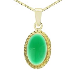 OSTSEE-SCHMUCK Damen Kette und Anh&auml;nger Set "- Julie - Gold 333/000 - Gr&uuml;nachat", 45, gold, Gelbgold 333, Schmuck_Sets