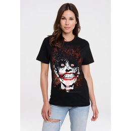 logoshirt Damen T-Shirt "Batman - Joker Bats Graffiti", schwarz, Gr. XS, bedruckt, 100% Baumwolle, Shirts, mit coolem Superschurken-Print