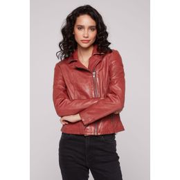 SOCCX Damen Lederjacke, rot, Gr. M, unifarben, Web, Material: 100% Leder, Futter Rumpf: 100% Baumwolle, Futter &Auml;rmel: 100% Polyester, Jacken, mit