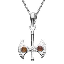 OSTSEE-SCHMUCK Damen Kette mit Anh&auml;nger "- Doppelaxt - Silber 925/000 - Bernstein", 50, Silber 925 (Sterlingsilber), silber, Silber 925