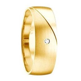 Firetti Damen Trauring "Schmuck Geschenk Gold Hochzeit Ehering Trauring "LIEBE"", 17,5, 0,01 SI = kleine Einschl&uuml;sse mit Brillant, Gelbgold 585, 6mm,