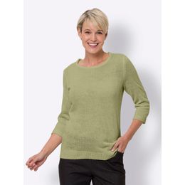 Classic Basics Damen 3/4 Arm-Pullover "Rundhals-Pullover", gr&uuml;n, Gr. 46, unifarben, 100% Polyacryl, Pullover
