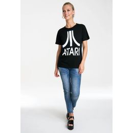 logoshirt Damen T-Shirt "Atari &ndash; Logo", schwarz-wei&szlig;, Gr. L, bedruckt, mehrfarbig, 100% Baumwolle, Shirts, mit lizenziertem Originaldesign