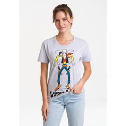 logoshirt Damen T-Shirt "Lucky Luke Colt", grau, Gr. S, bedruckt, meliert, 95% Baumwolle, 5% Viskose, Shirts, mit lizenziertem Print