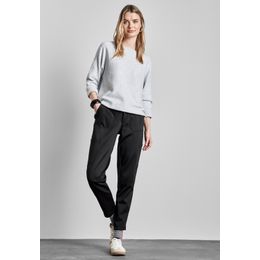 Street One Damen Cargohose, schwarz, Gr. 40, unifarben, Stoff, 92% Polyester, 8% Elasthan, Hosen, mit Stretchanteil