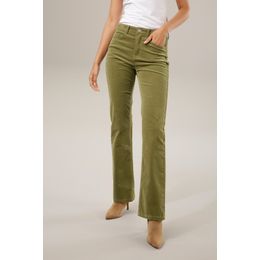 Aniston CASUAL Damen Cordhose, gr&uuml;n, Gr. 40, leicht gl&auml;nzend, unifarben, Cord, Obermaterial: 98% Baumwolle, 2% Elasthan, Hosen, in trendiger