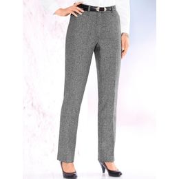 COME ON Damen B&uuml;gelfaltenhose, schwarz-wei&szlig;, Gr. 245, gemustert, mehrfarbig, 49% Wolle, 29% Polyester, 20% Baumwolle, 2% Elasthan, Hosen