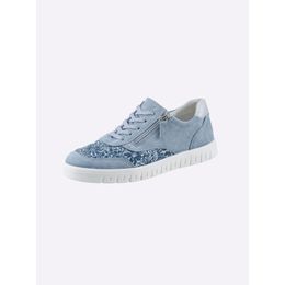 Casual Looks Damen Sneaker, Gr. 37, blau, Glattleder, Textil, Veloursleder, Schuhe