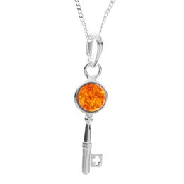 OSTSEE-SCHMUCK Damen Kette mit Anh&auml;nger "- Schl&uuml;ssel - Silber 925/000 - Bernstein", 45, Silber 925 (Sterlingsilber), silber, Silber 925
