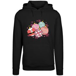 F4NT4STIC Damen Kapuzenpullover "Pink Cute Christmas Tree Balls", schwarz, Gr. S, Obermaterial: 65% Baumwolle, 35% Polyester, Pullover, Premium