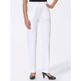 Classic Basics Damen Schlupfhose, wei&szlig;, Gr. 44, unifarben, 100% Polyester, Hosen