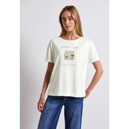 Street One Damen Print-Shirt, wei&szlig;, Gr. 34, unifarben, Web, 50% Baumwolle, 50% Modal, Shirts, im soften Baumwoll-Mix