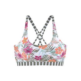 Venice Beach Damen Bustier-Bikini-Top "Summer", wei&szlig;, Gr. 38, floral, Polyamid, Xtra Life LYCRA, Bikini-Oberteile, mit gerkreuzten Tr&auml;gern