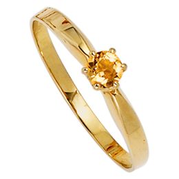 Jobo Damen Goldring "Ring mit Citrin", 50, Gelbgold 585, gelb, Gelbgold 585, Fingerringe, 585 Gold