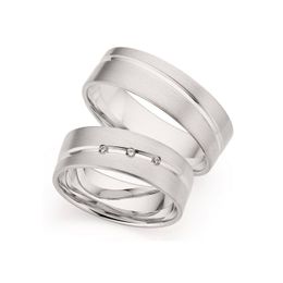 Phoenix PH&Ouml;NIX Damen Trauring "Schmuck Geschenk Gold 333 Trauring Ehering LIEBE versch. Varianten", 49, 0,03 SI = kleine Einschl&uuml;sse mit Brillanten, Wei&szlig;gold