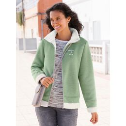 Casual Looks Damen Strickfleecejacke, gr&uuml;n, Gr. 46, unifarben, 100% Polyester, Jacken