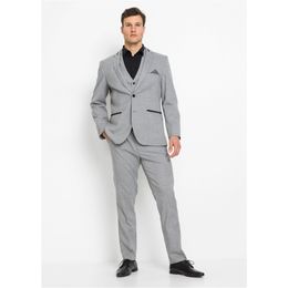 bonprix Herren Anzug 3-teilig, grau, festlich, Gr. 54, meliert, Web, Obermaterial: 64% Polyester, 34% Viskose, 2% Elasthan. Futter: 100% Polyester,