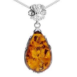 OSTSEE-SCHMUCK Damen Kette mit Anh&auml;nger "- Vanessa - Silber 925/000 - Bernstein", 45, Silber 925 (Sterlingsilber), silber, Silber 925