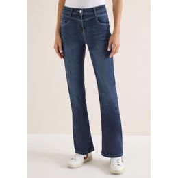 Slim-fit-Jeans Cecil, Damen, Gr. 25, L&auml;nge 30, dunkelblau wash, Jeans, 67% Baumwolle, 31% Polyester, 2% Elasthan, unifarben, kn&ouml;chellang, Jeans Slim-fit-Jeans, High Waist