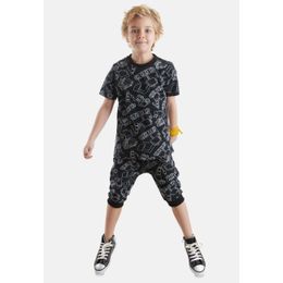 DENOKIDS Jungen Hausanzug "Vehicles", Gr. 110, schwarz, 100% Baumwolle, bedruckt, Homewear-Sets, mit Allover Fahrzeug-Aufdruck