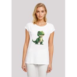 F4NT4STIC Damen T-Shirt "S&uuml;&szlig;er gr&uuml;ner Dino", wei&szlig;, Gr. 5XL, Obermaterial: 100% Baumwolle, Shirts, Premium Qualit&auml;t