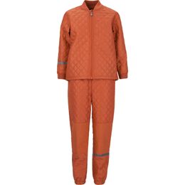 ZIGZAG Kinder Skianzug "Tiger", orange, Gr. 110, kariert, 100% Polyester, Sportanz&uuml;ge, mit w&auml;rmender Steppung