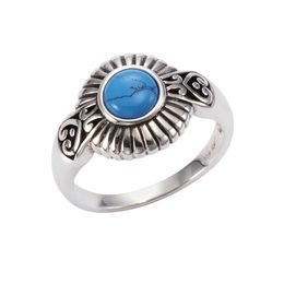 ZEEme Damen Fingerring "Silber 925 oxidiert mit T&uuml;rkis 6mm", 016 (50,5), Silber 925 (Sterlingsilber), wei&szlig;, Silber 925 (Sterlingsilber), Fingerringe