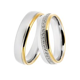DOOSTI Damen Trauring "Schmuck Geschenk Silber 925 Trauring Ehering Partnerring LIEBE", 50, ohne Zirkonia, Silber 925 (Sterlingsilber), 5mm, gold,