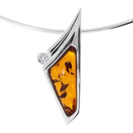 OSTSEE-SCHMUCK Damen Kette mit Anh&auml;nger "- Gleiter-Agneta - Silber 925/000 - Bernstein/Zirk.", 50, Silber 925 (Sterlingsilber), silber, Silber 925