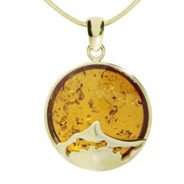 OSTSEE-SCHMUCK Damen Kette und Anh&auml;nger Set "- Fischland-Dar&szlig;-Zingst 25 mm - Gold 333/000 - Bernstein", 42, gold, Gelbgold 333, Schmuck_Sets