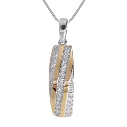 OSTSEE-SCHMUCK Damen Kette mit Anh&auml;nger "- Sunny Exklusiv - Silber 925/000 & Gold 585/000 - Zirkonia", 45, Silber 925 (Sterlingsilber), silber,