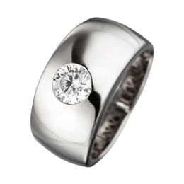 Jobo Damen Silberring, 52, Silber 925 (Sterlingsilber), silber, Silber 925 (Sterlingsilber), Fingerringe, breit 925 Silber mit Zirkonia