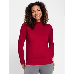 Casual Looks Damen Stehkragenpullover "Pullover", rot, Gr. 38, unifarben, 100% Baumwolle, Pullover